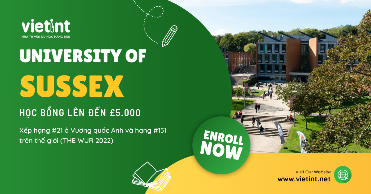 University of Sussex - Ngôi trường hàng đầu về nghiên cứu tại Anh Quốc